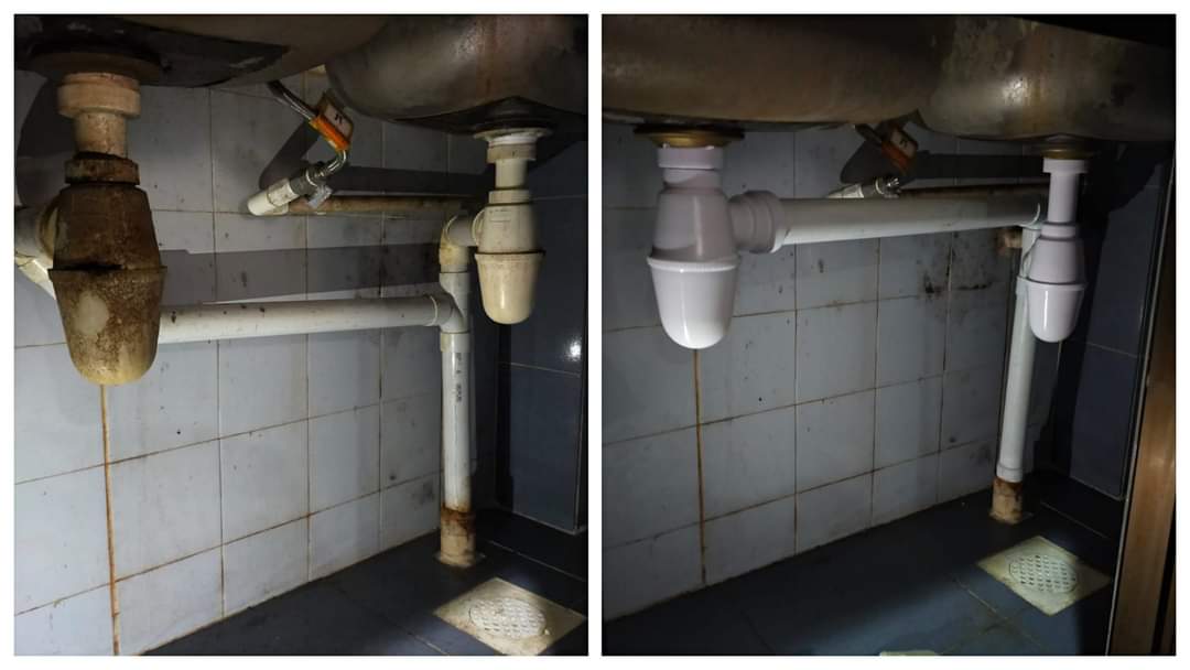 Install Kitchen Sink Bottom Trap In Bishan - PS Home Maintenance