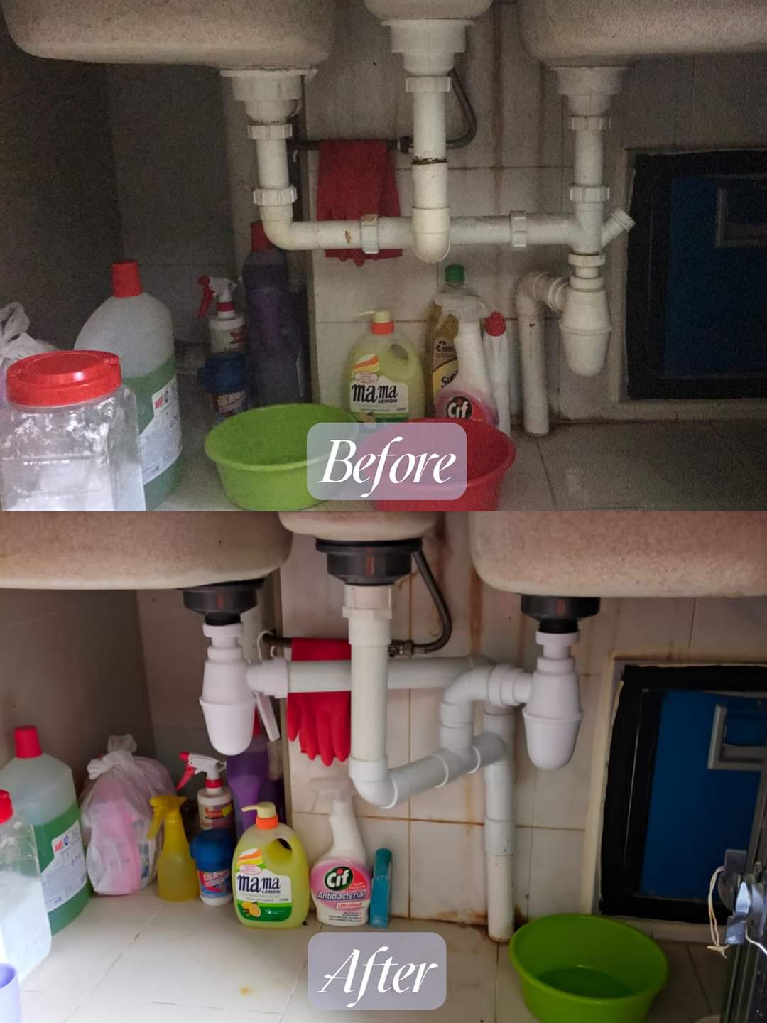 Install Kitchen Sink Pipe & Bottom Trap In Hougang - PS Home Maintenance